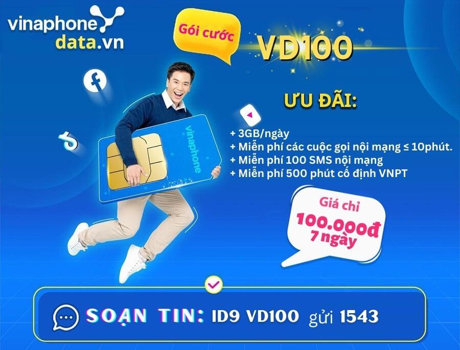Hướng dẫn đăng ký gói cước VD100 Vinaphone - Vinaphone Data