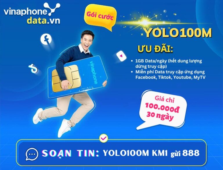 YOLO100M Vinaphone - siêu data, free Tiktok Facebook cực đã - Vinaphone Data